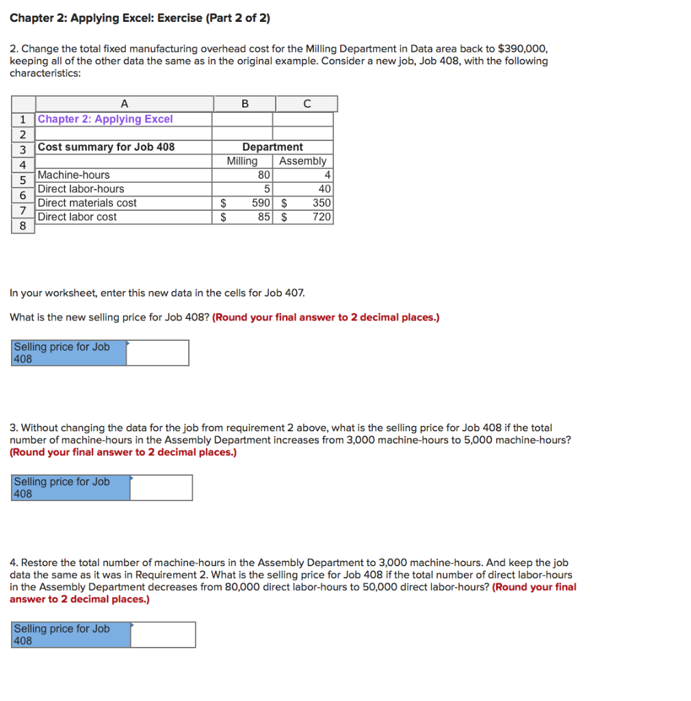 Solved Chapter 2: Applying Excel: Exercise (Part 2 of 2) 2. | Chegg.com