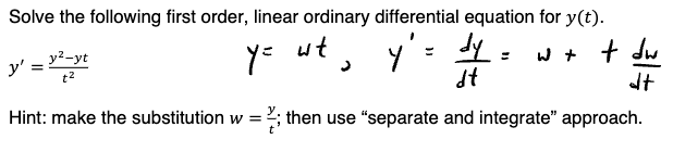 Solved Solve the following first order, linear ordinary | Chegg.com