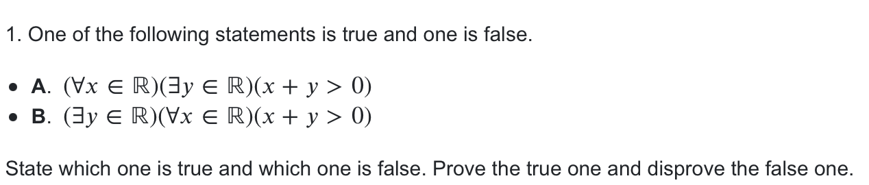 Solved 1. One of the following statements is true and one is | Chegg.com
