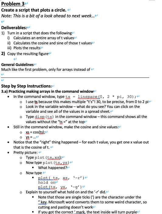 Solved Problem 34 Create a script that plots a circle. Note: | Chegg.com