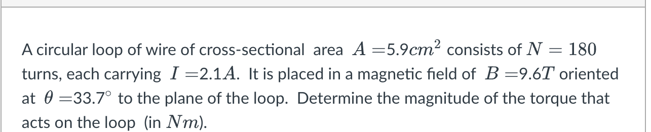 Solved A circular loop of wire of cross-sectional area A | Chegg.com