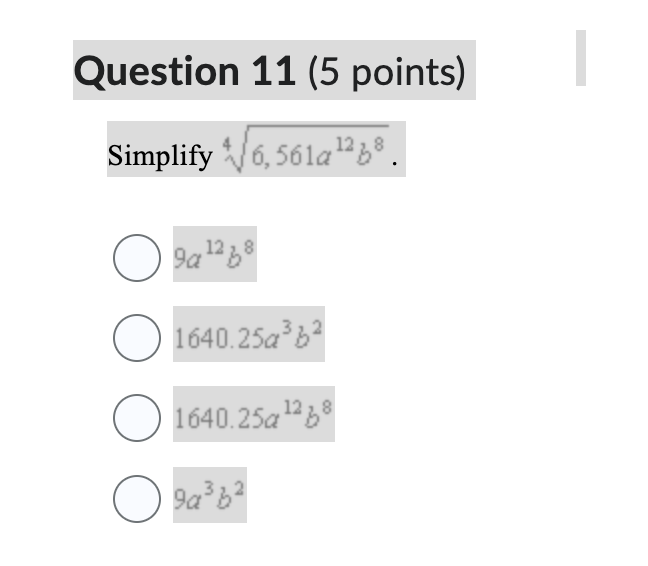 Solved 9a12b8 1640.25a3b2 1640.25a12b8 9a3b2 | Chegg.com