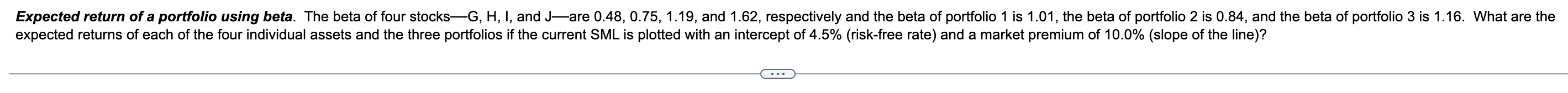 Solved Expected return of a portfolio using beta. The beta | Chegg.com