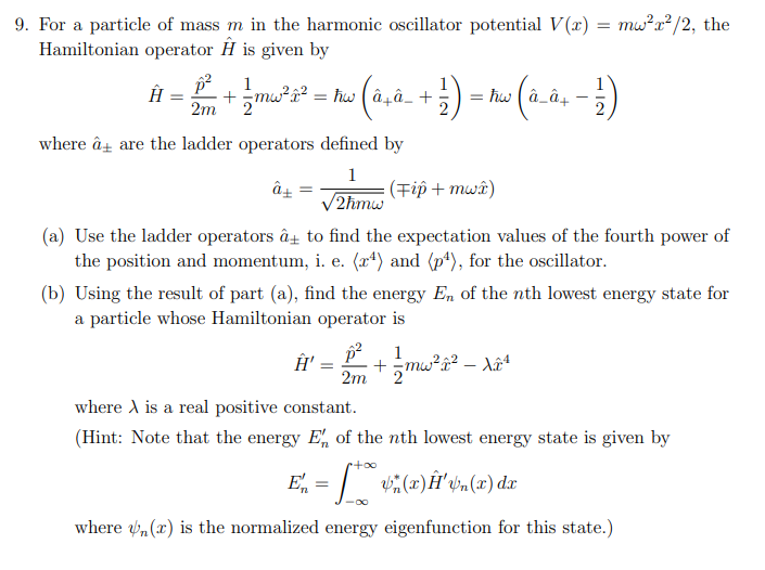 Solved For a particle of ﻿mass m in ﻿the harmonic oscillator | Chegg.com