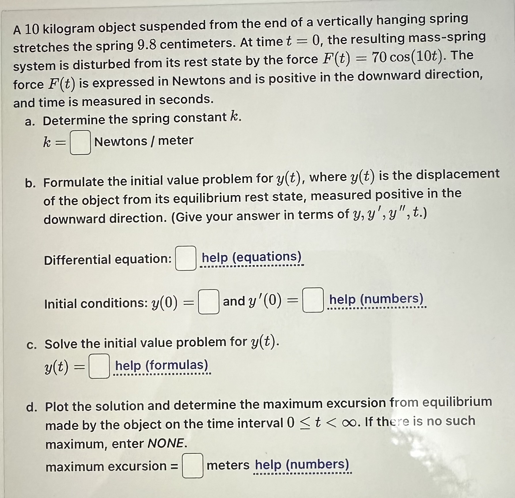 Solved d. ﻿Plot the solution and determine the maximum | Chegg.com