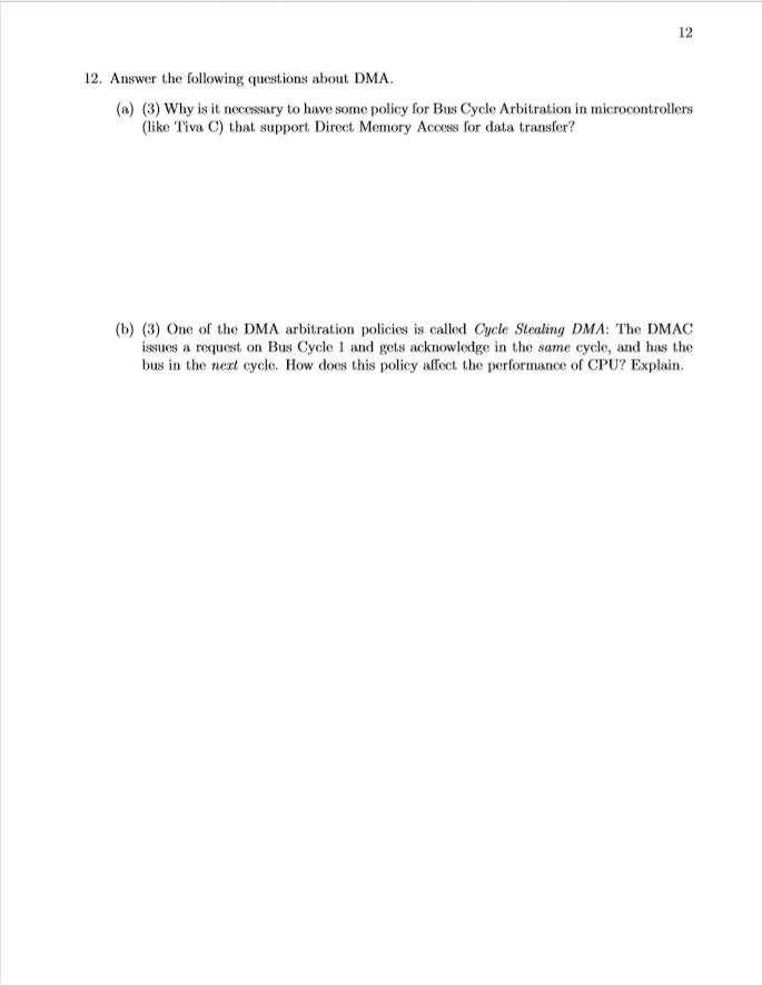 12. Answer the following questions about DMA (a) (3) | Chegg.com