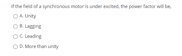 Solved The power developed by a synchronous motor will be | Chegg.com