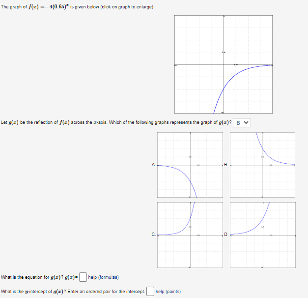 Solved (2 points) The graph of f(x)=7x is shown below in | Chegg.com
