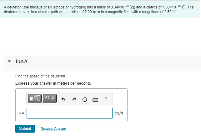 Solved A deuteron (the nucleus of an isotope of hydrogen) | Chegg.com