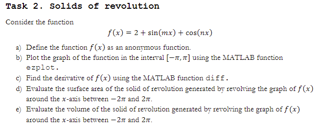 Solved Task 2. Solids of revolution Consider the function | Chegg.com