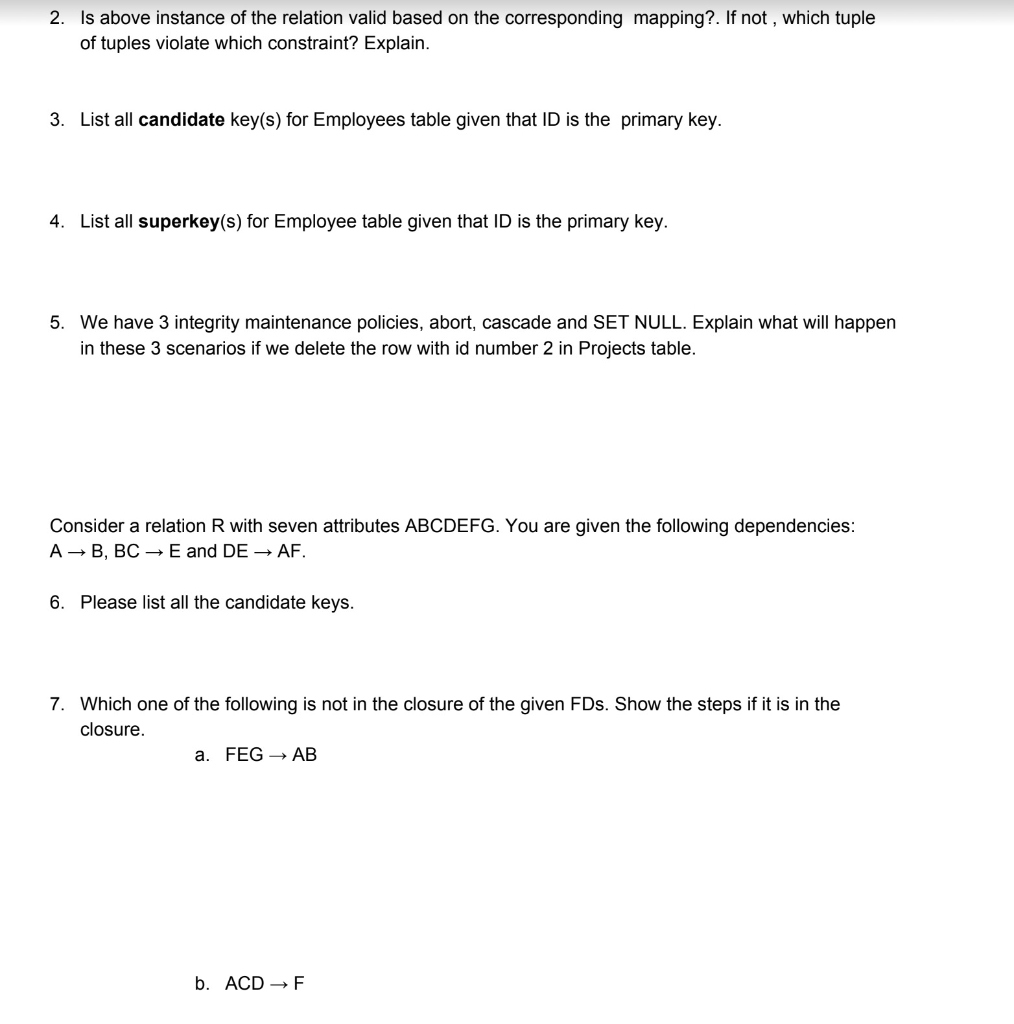 Solved Problem 1 Works Employees Projects on In the ER | Chegg.com