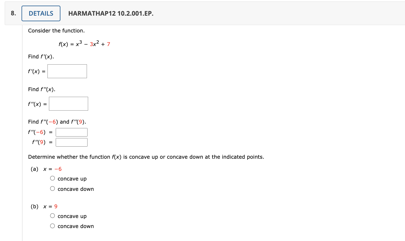 Solved Consider The Function F X X3−3x2 7 Find F′ X