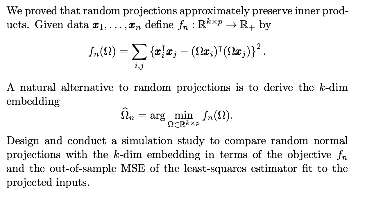 We proved that random projections approximately | Chegg.com
