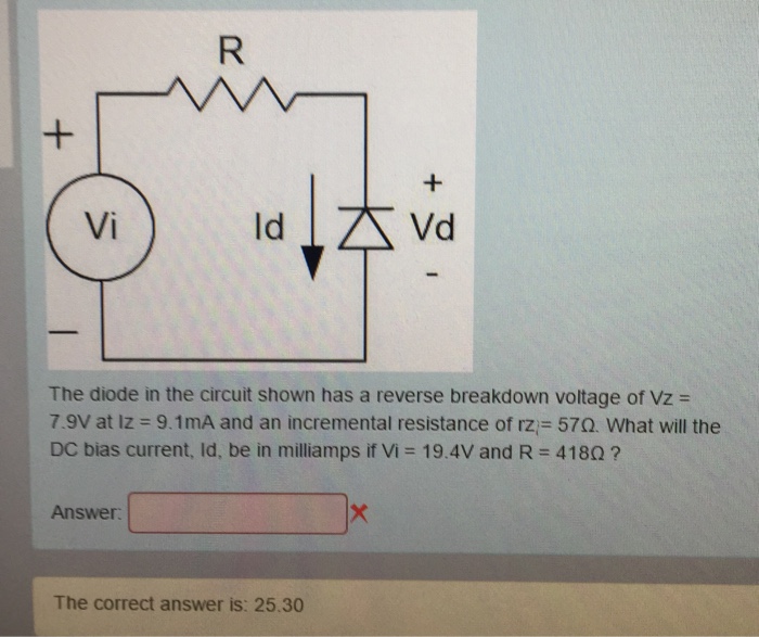 Solved Vi The diode in the circuit shown has a reverse | Chegg.com