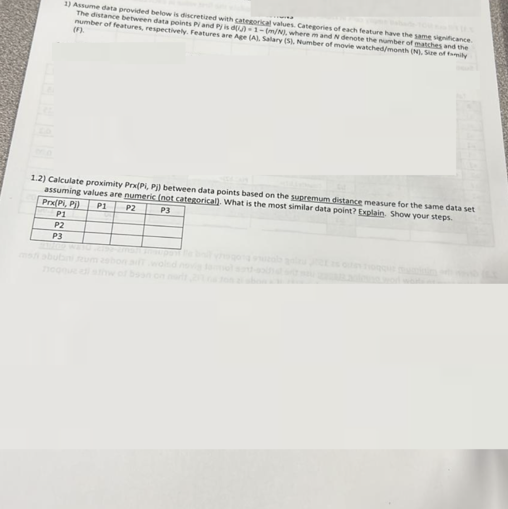 Solved 1) Assume data provided below is discretized with | Chegg.com