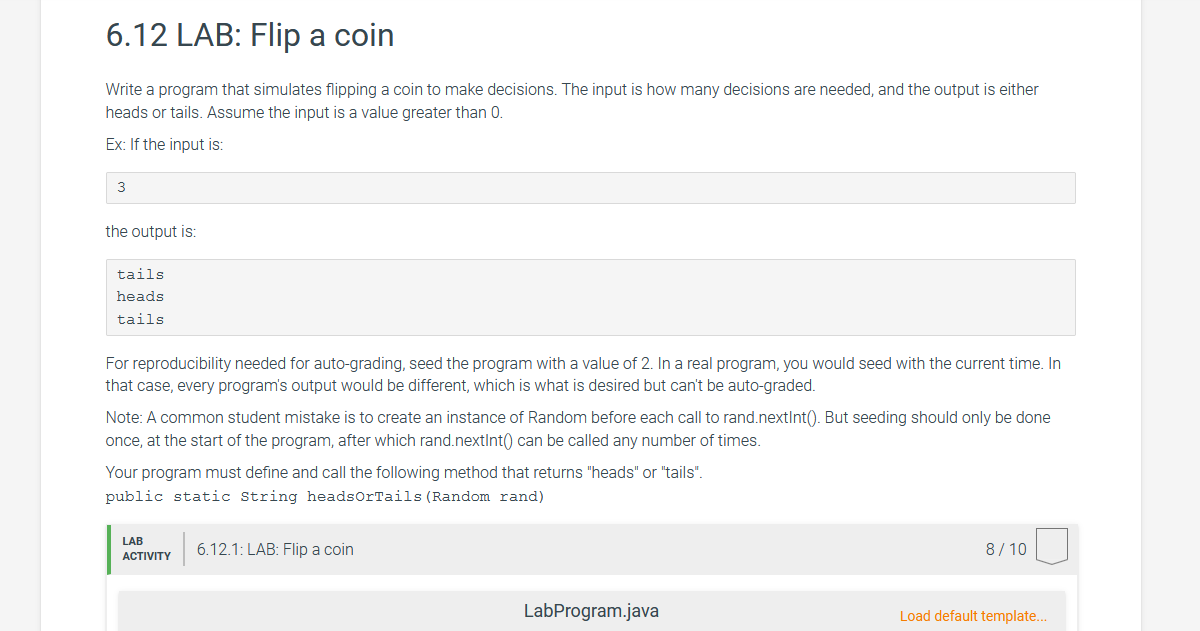 Solved 612 Lab Flip A Coin Write A Program That Simulat