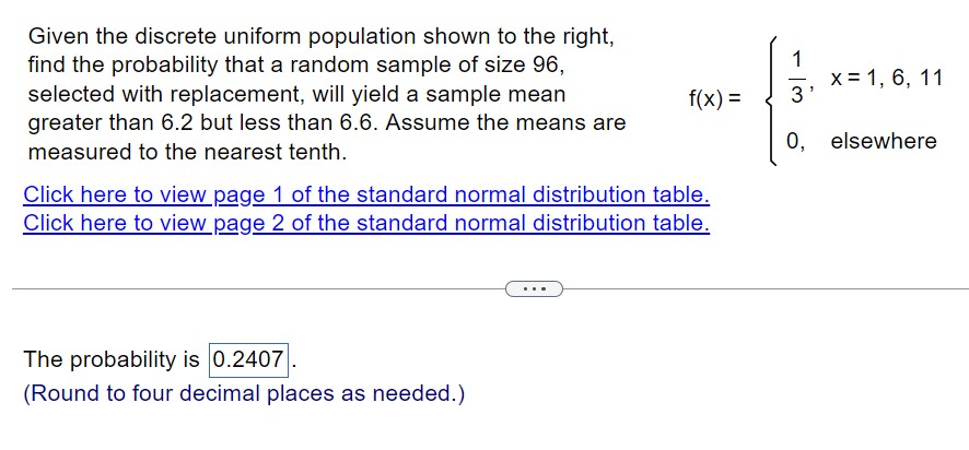 Solved Given the discrete uniform population shown to the | Chegg.com