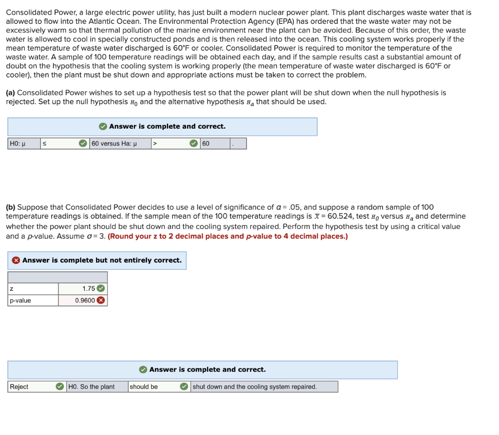 Solved Consolidated Power, a large electric power utility, | Chegg.com