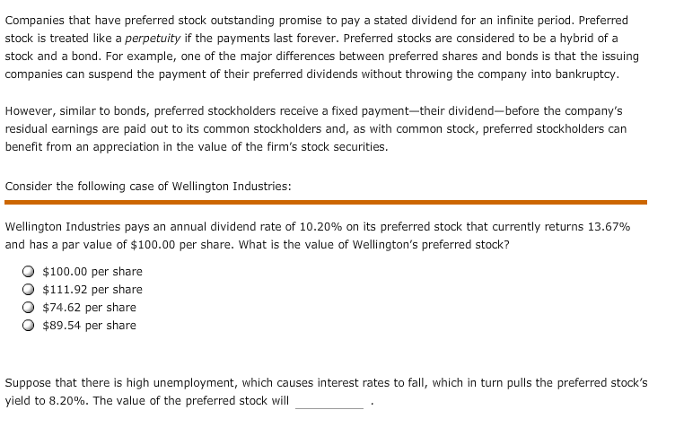 Solved Companies that have preferred stock outstanding | Chegg.com