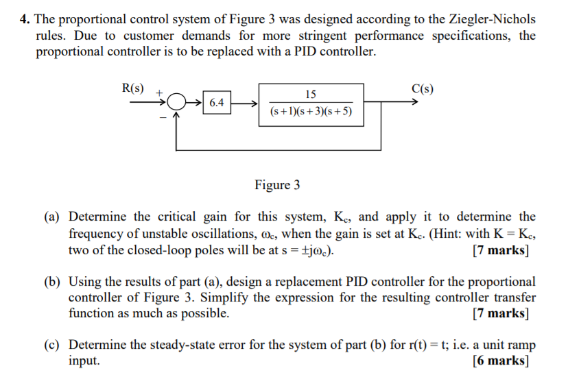Solved 4. The proportional control system of Figure 3 was | Chegg.com