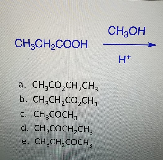 Solved CH3OH CH3CH2COOH a. CH3CO2CH2CH2 b. CH3CH2CO2CH3 c. | Chegg.com