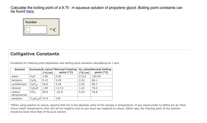 Solved Calculate the boiling point of a 9.75 m aqueous | Chegg.com