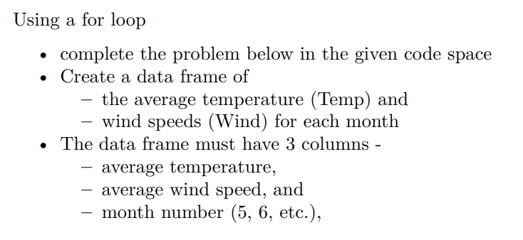 Solved Using a for loop complete the problem below in the | Chegg.com