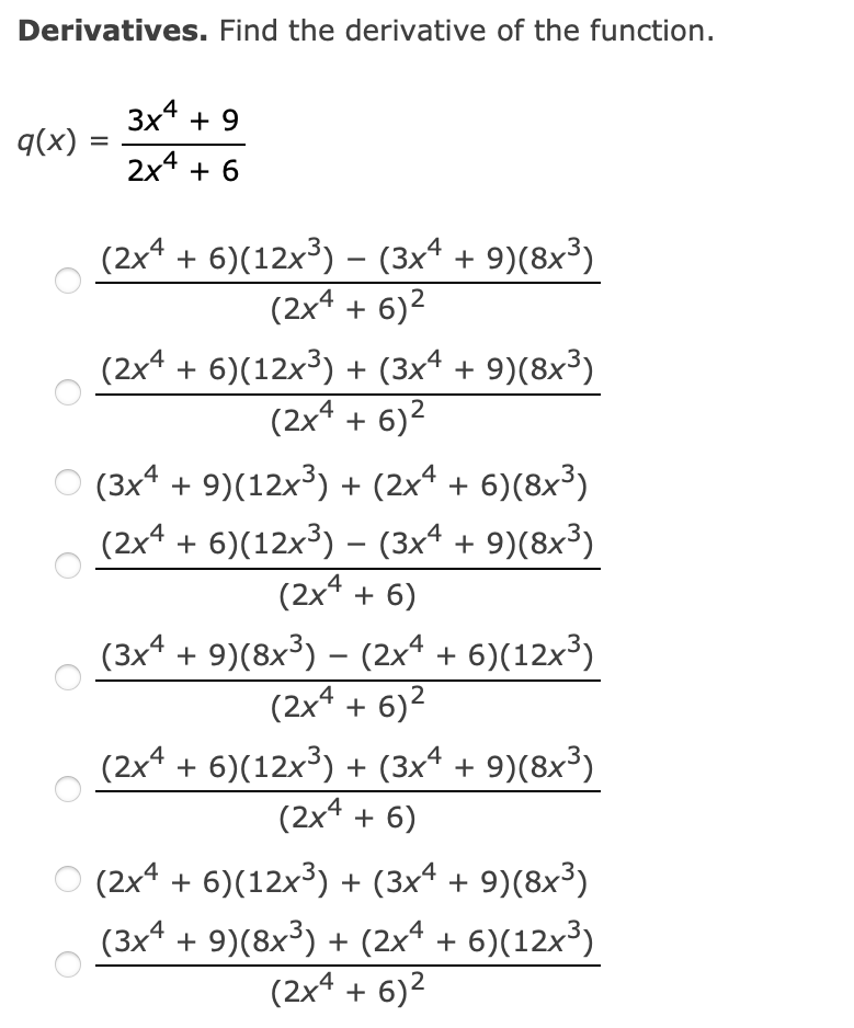 Solved Derivatives. Find the derivative of the function. | Chegg.com