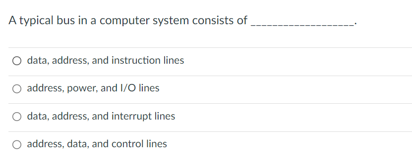 Solved A Typical Bus In A Computer System Consists Of Data, 