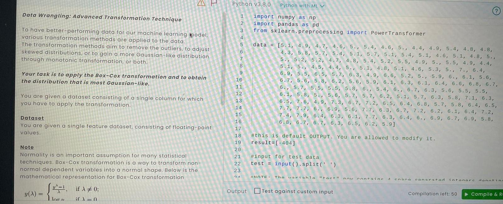 Solved Python v3.8.0 Python with ML ? Data Wrangling: | Chegg.com