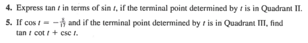 Solved 4. Express tan t in terms of sin t, if the terminal | Chegg.com