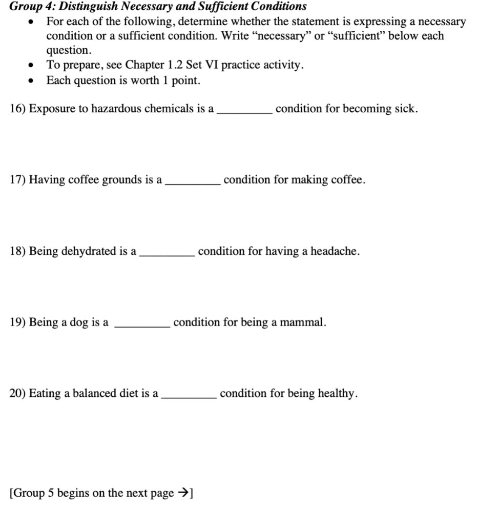 Group 4: Distinguish Necessary and Sufficient | Chegg.com