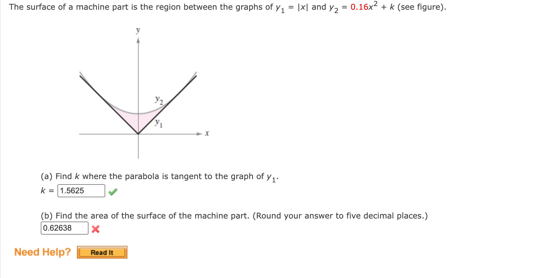 Solved The surface of a machine part is the region between | Chegg.com
