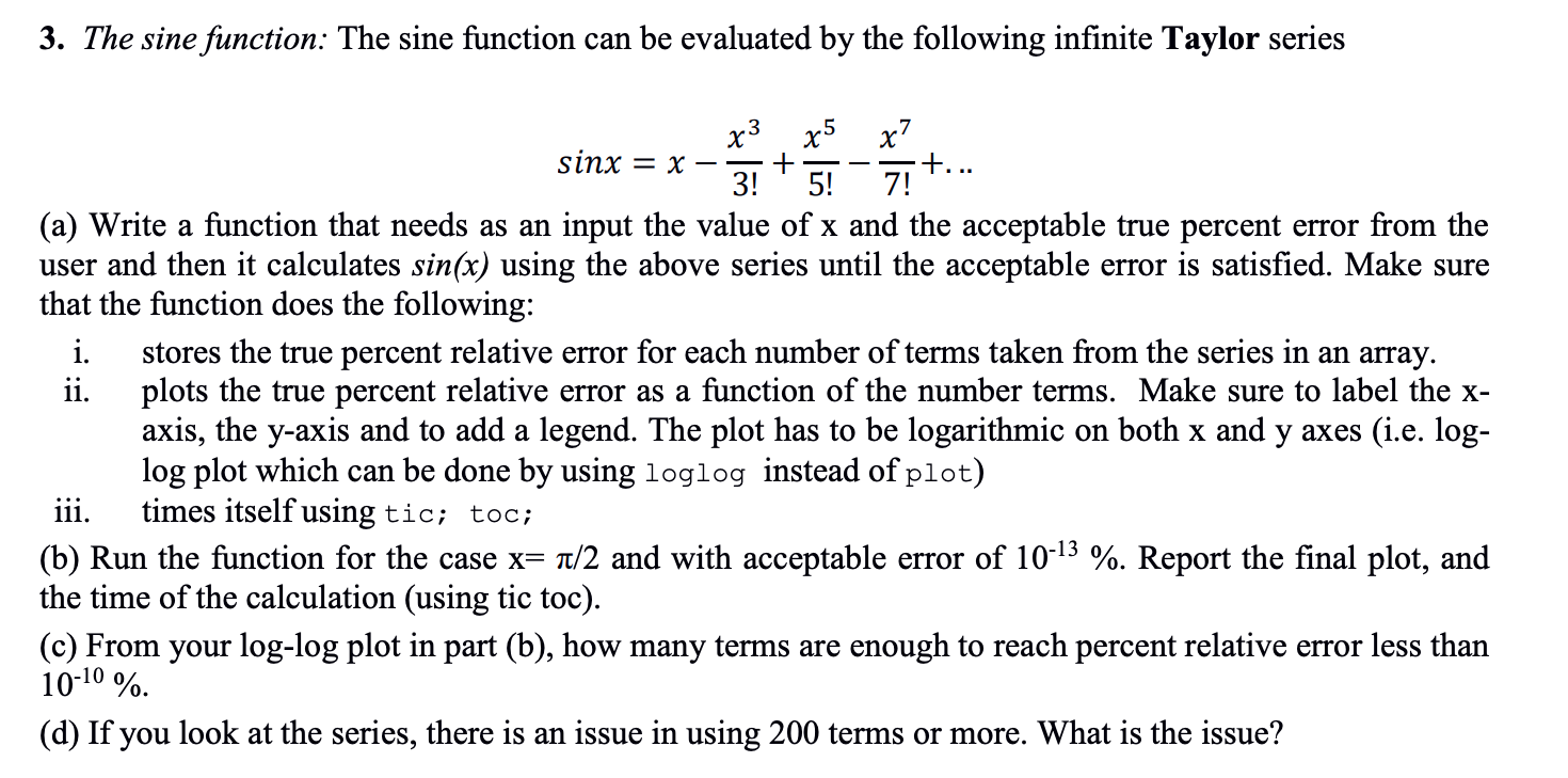 Solved 3. The sine function: The sine function can be | Chegg.com