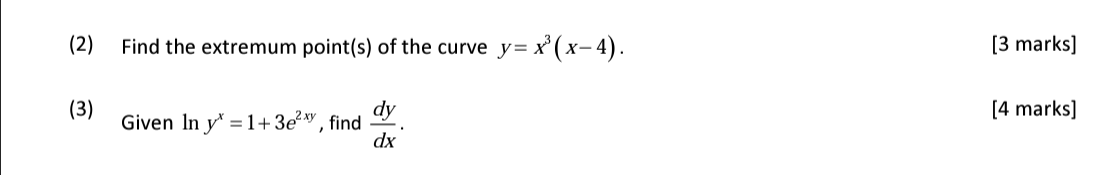 Solved (2) Find the extremum point(s) of the curve | Chegg.com