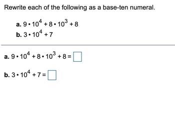 Solved Rewrite each of the following as a base-ten numeral. | Chegg.com