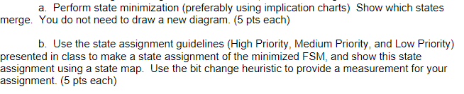 Solved a. Perform state minimization (preferably using | Chegg.com