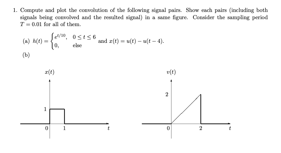 Solved 1. Compute and plot the convolution of the following | Chegg.com