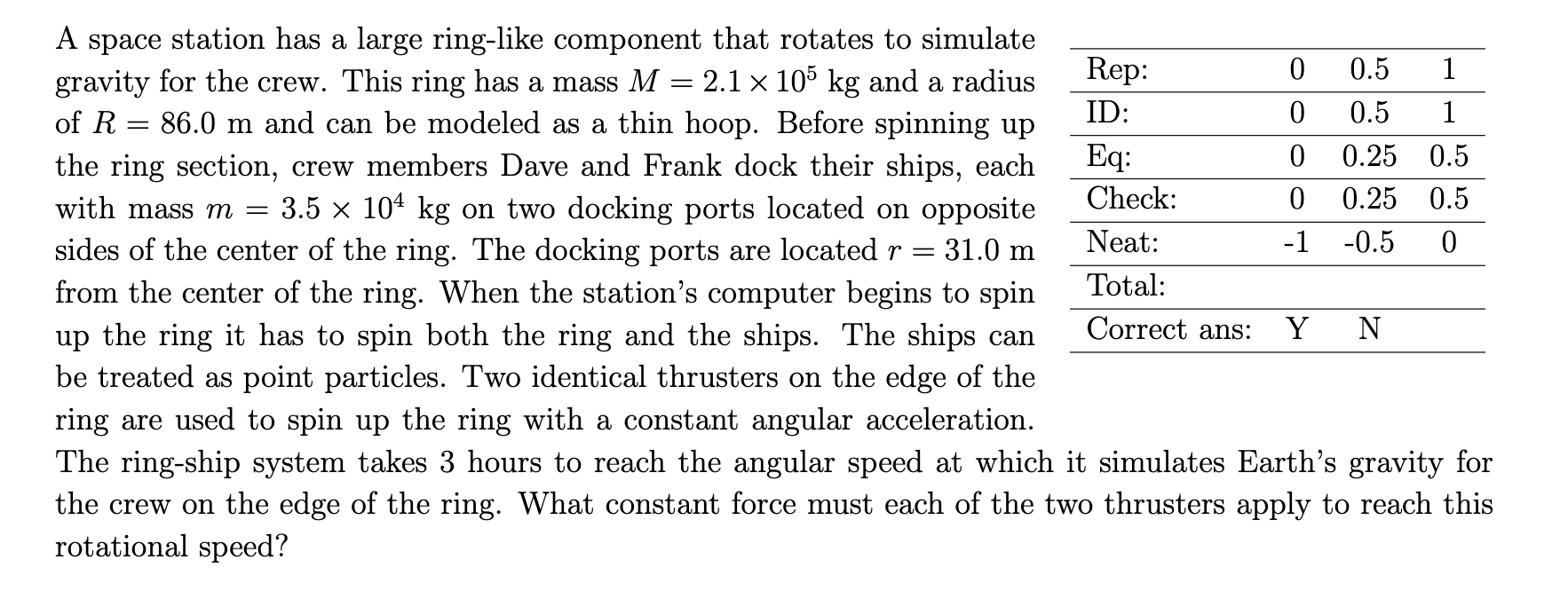 Solved to A space station has a large ring-like component | Chegg.com