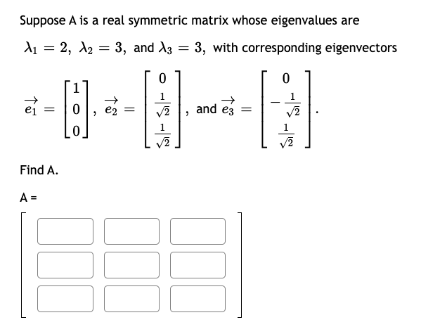 Solved Suppose A is a real symmetric matrix whose | Chegg.com