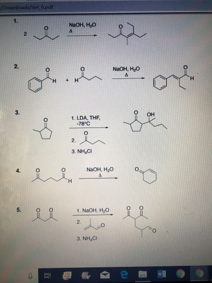 Solved Downloads/Set 6.pd NaOH, H O 2. NaOH, H2O H+ H 1. | Chegg.com