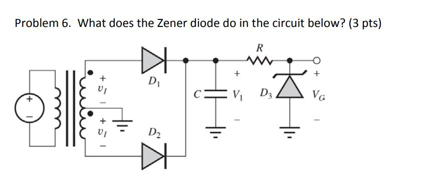 Solved Problem 6. What does the Zener diode do in the | Chegg.com