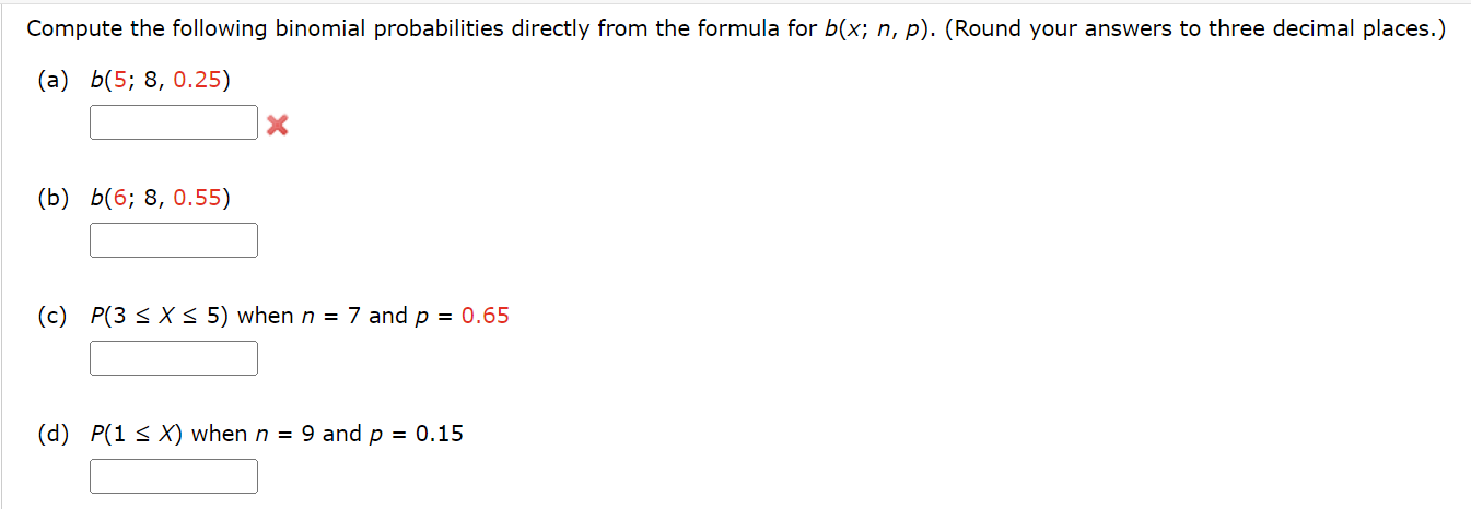 Solved Compute the following binomial probabilities directly | Chegg.com