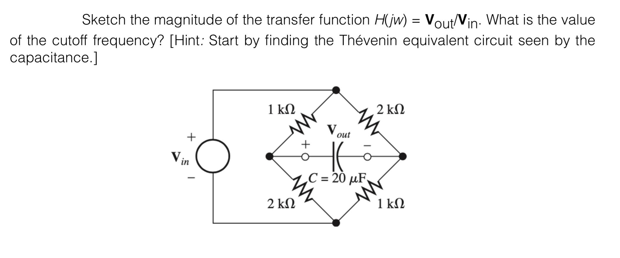 Solved = Sketch the magnitude of the transfer function H(jw) | Chegg.com