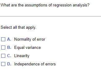 Solved What are the assumptions of regression analysis? | Chegg.com
