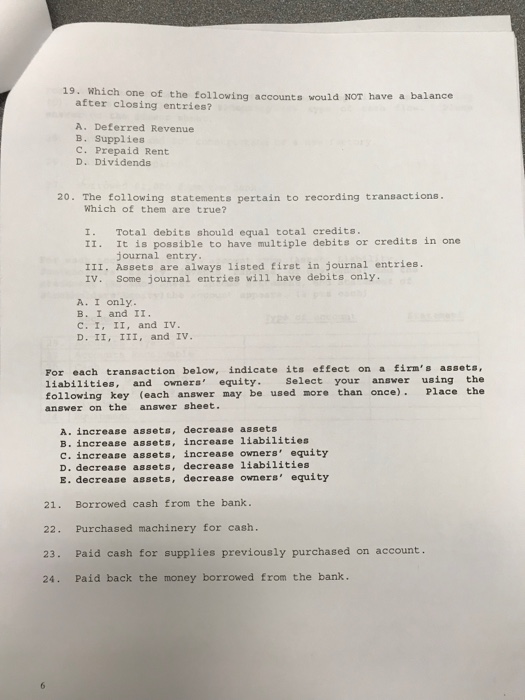 Solved 19. Which one of the following accounts would NOT | Chegg.com