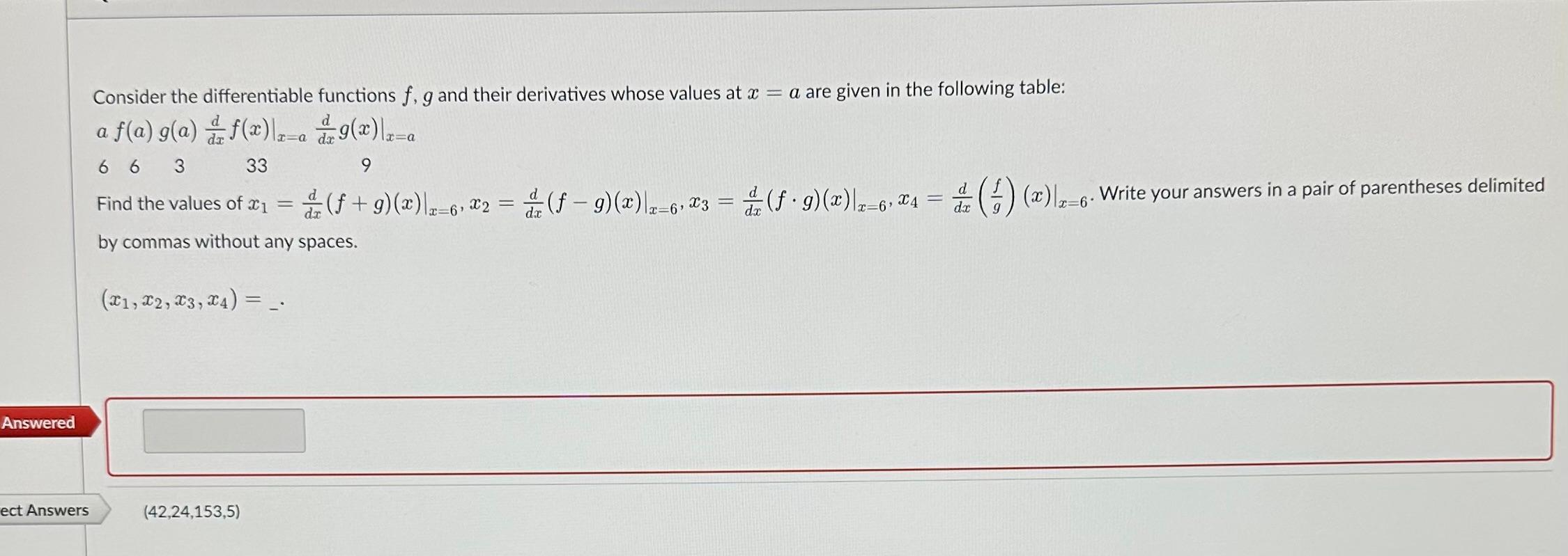 Solved Consider the differentiable functions f,g and their | Chegg.com