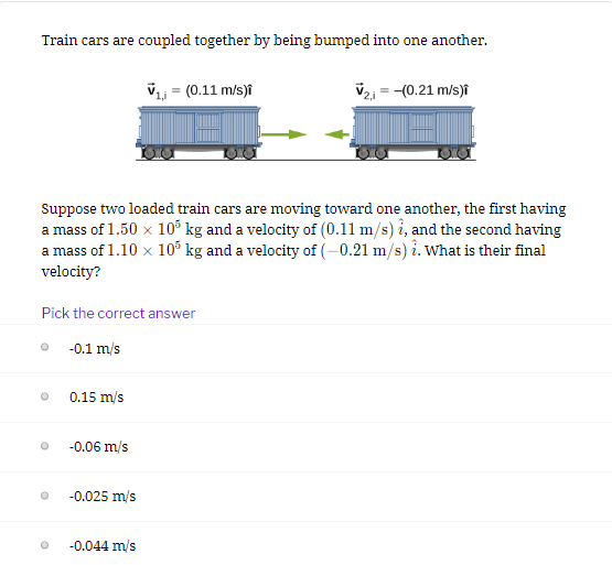 Solved Train cars are coupled together by being bumped into | Chegg.com