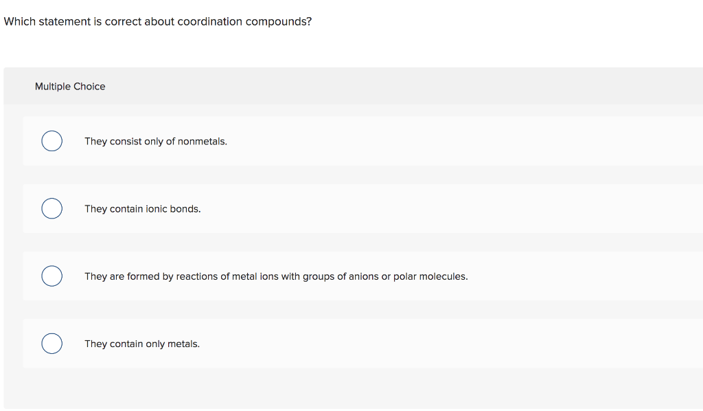 Solved Which statement is correct about coordination | Chegg.com