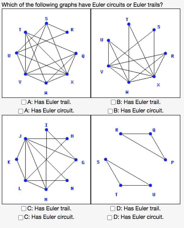 Solved Which of the following graphs have Euler circuits or | Chegg.com